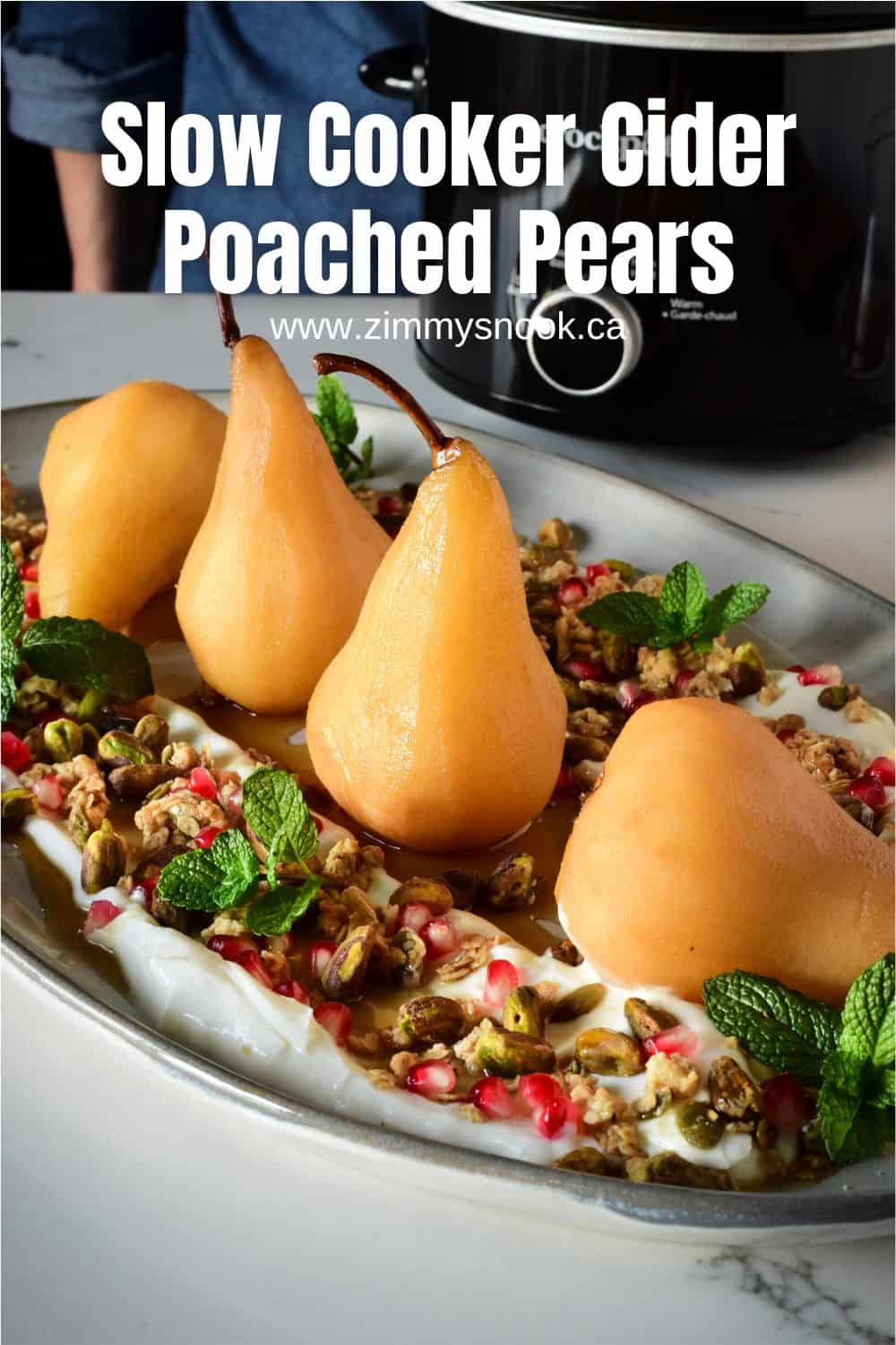 Slow Cooker Cider Poached Pears - Zimmy's Nook