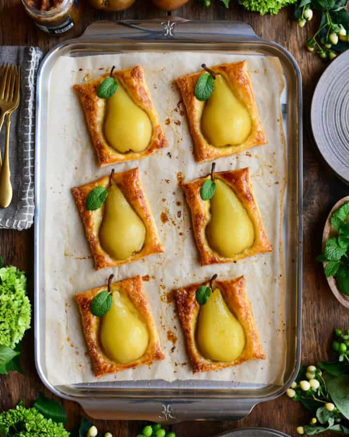 Poached Pear Puff Pastry - Zimmy's Nook