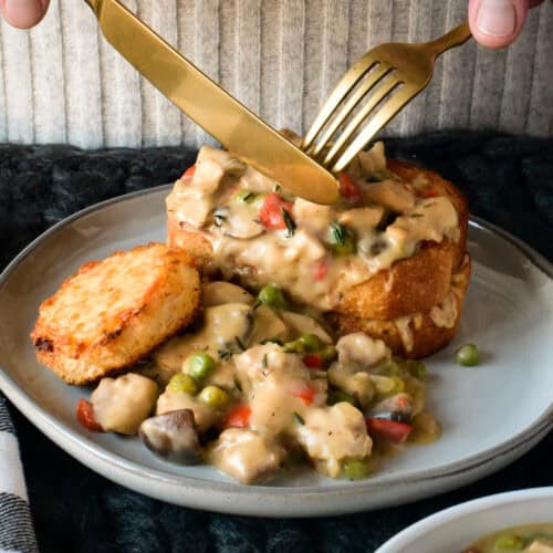 Chicken à la King on Toast - Zimmy's Nook