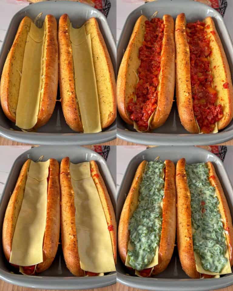 Lasagna Stuffed Garlic Bread - Zimmy's Nook