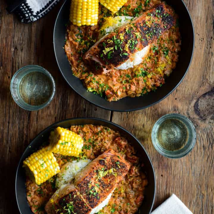 Blackened Salmon with Creole Sauce - Zimmy's Nook