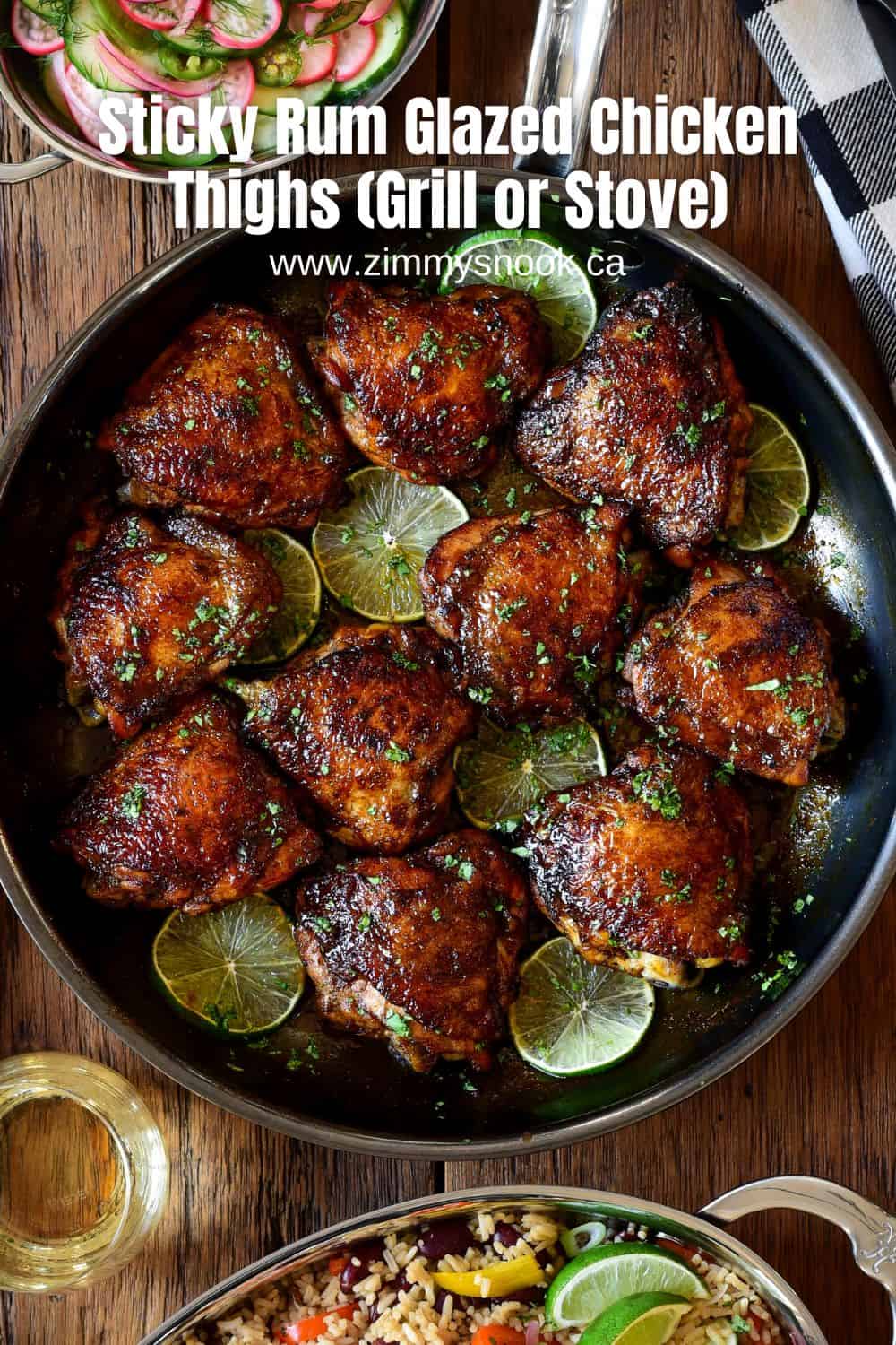 Sticky Rum Glazed Chicken Thighs (Grill or Stove) - Zimmy's Nook